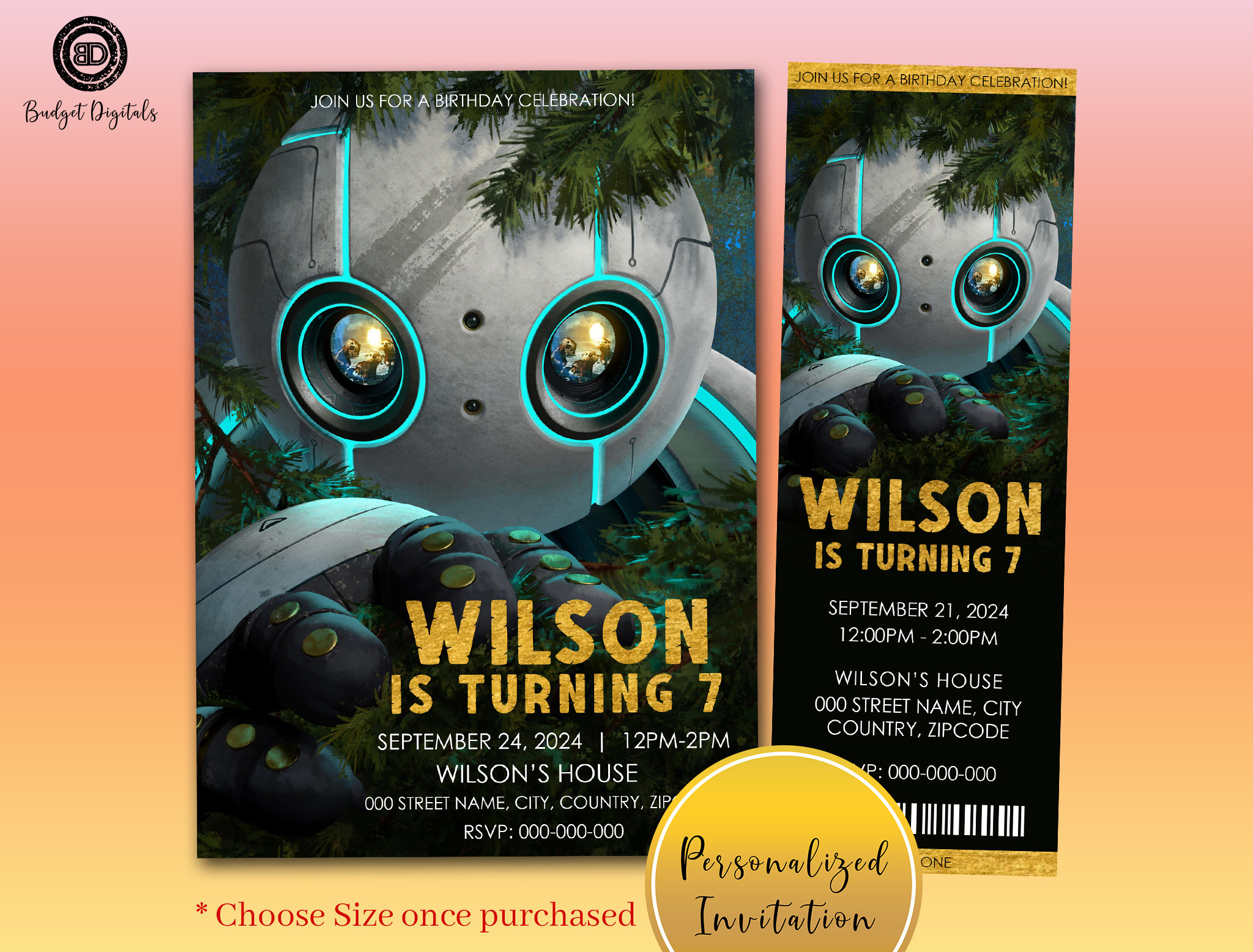 The Wild Robot Birthday Invitation, the Wild Robot Movie Ticket, the ...