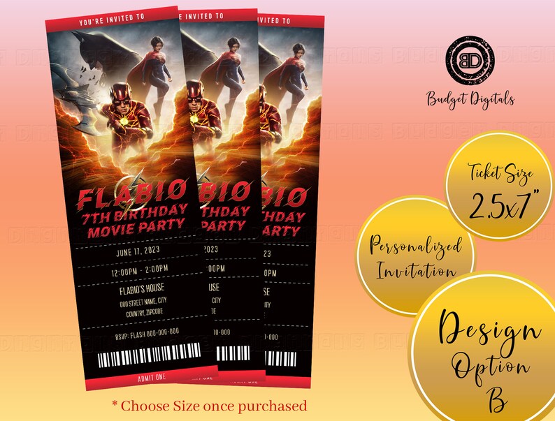 THE FLASH Birthday Invitation the Flash Ticket the Flash - Etsy