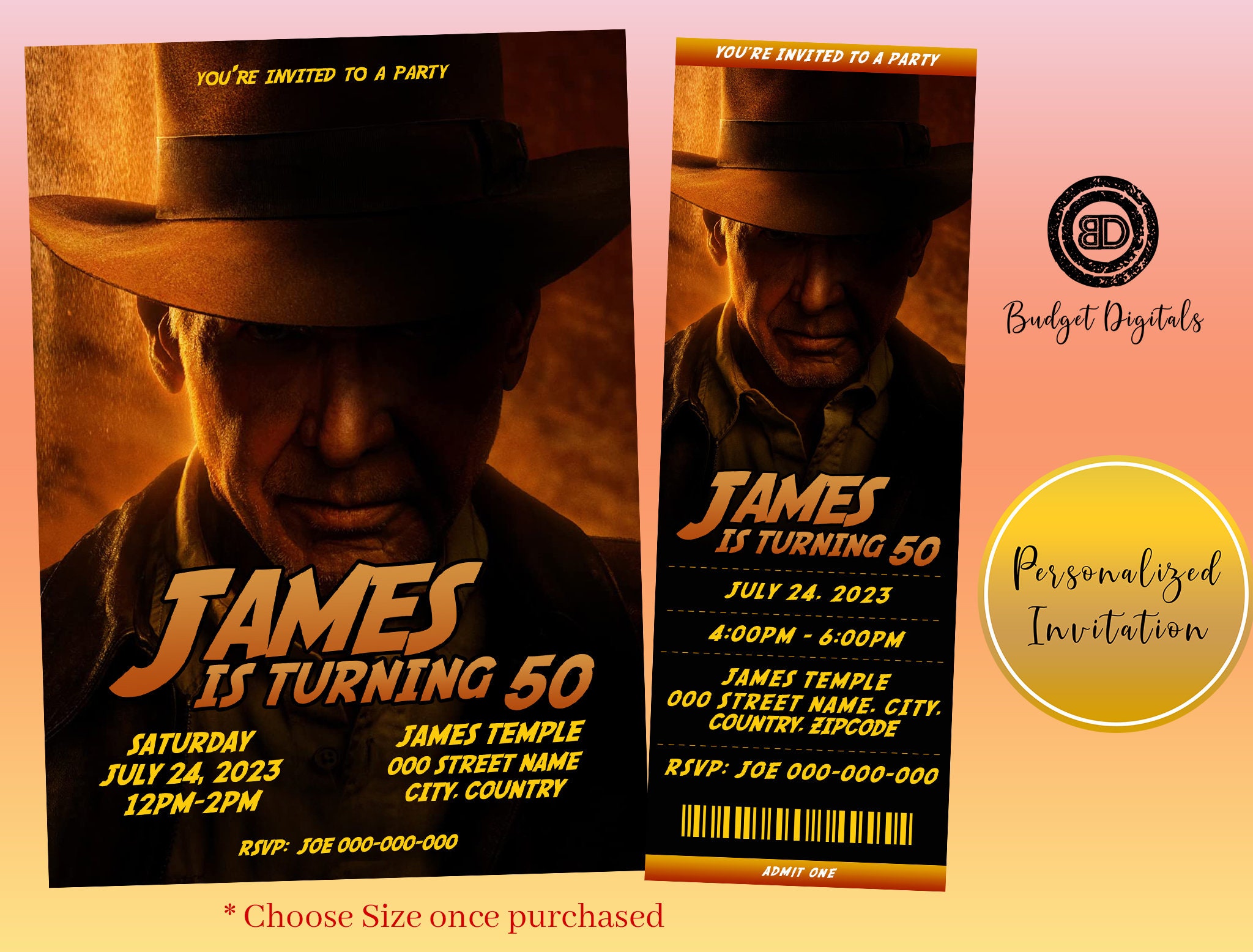 Indiana Jones and the Dial of Destiny Birthday Invitation, Indiana ...