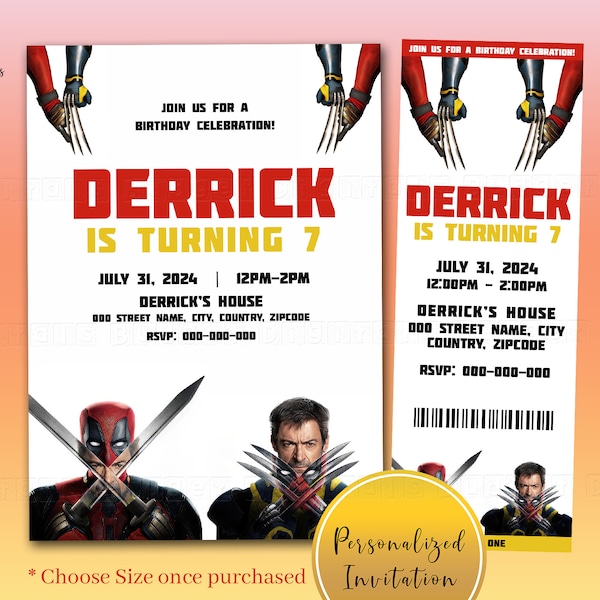 Deadpool Wolverine Birthday Invitation - Etsy