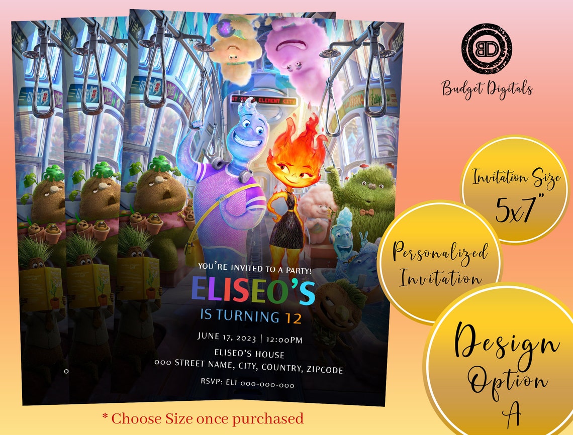 ELEMENTAL Birthday Invitation, ELEMENTAL Invite, Elemental Party ...