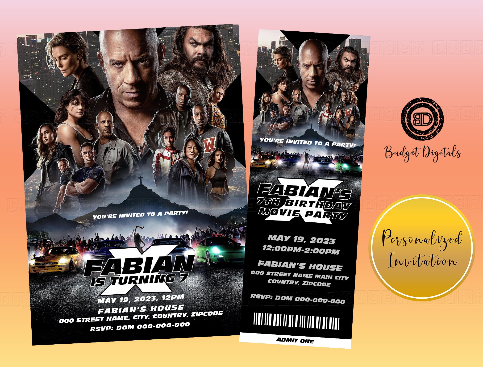 Fast X Birthday Invitation, Fast X Invite, Fast X Party Invitation ...