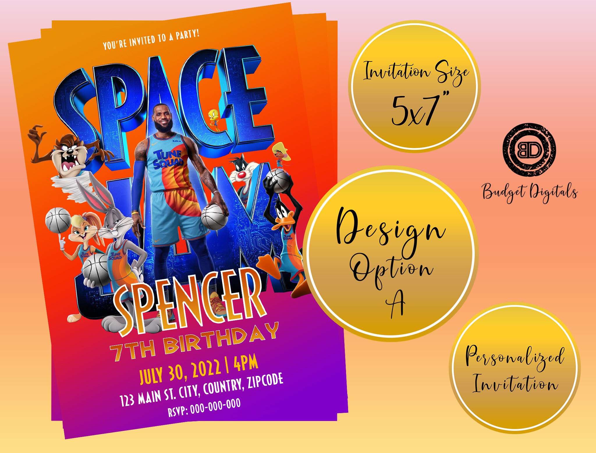 Space Jam 2 Birthday Invitation Space Jam 2 Invite Space Jam - Etsy ...