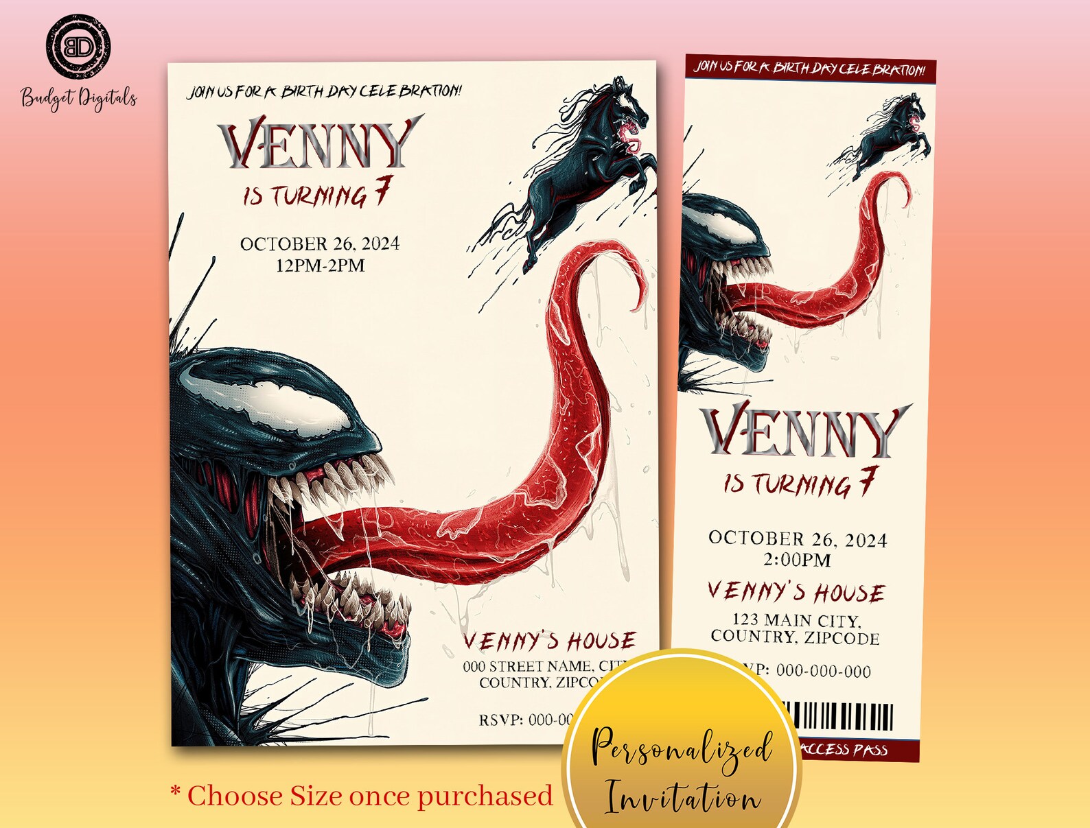 Venom the Last Dance Birthday Invitation, Venom the Last Dance Movie ...