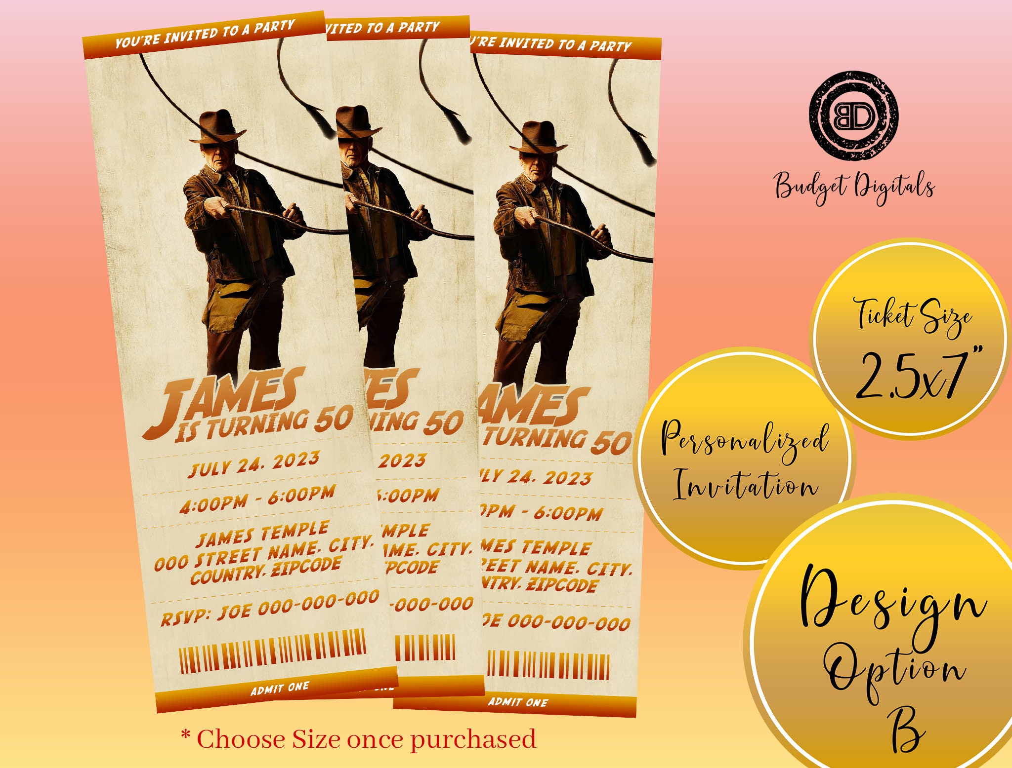 Indiana Jones and the Dial of Destiny Birthday Invitation, Indiana ...