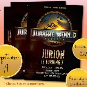 JURASSIC WORLD REBIRTH Birthday Invitation, Jurassic World Rebirth Movie Ticket, Jurassic World ...