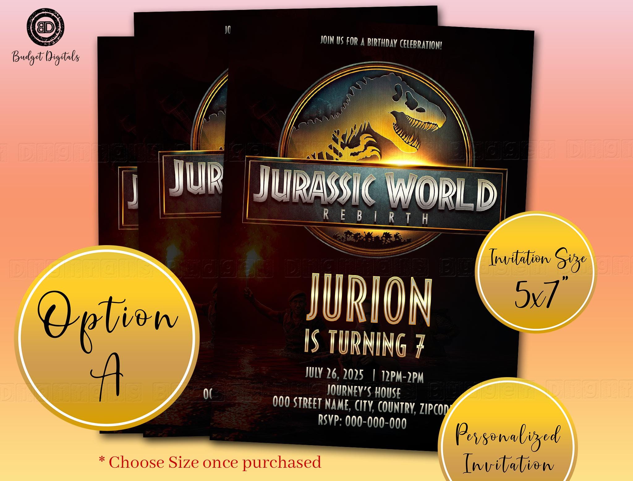 JURASSIC WORLD REBIRTH Birthday Invitation, Jurassic World Rebirth ...