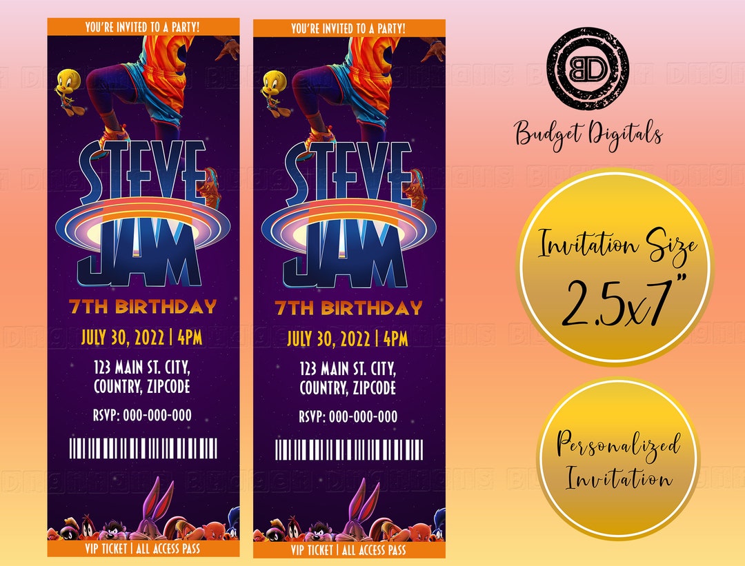 Space Jam 2 Birthday Invitation, Space Jam 2, Space Jam 2 Party ...