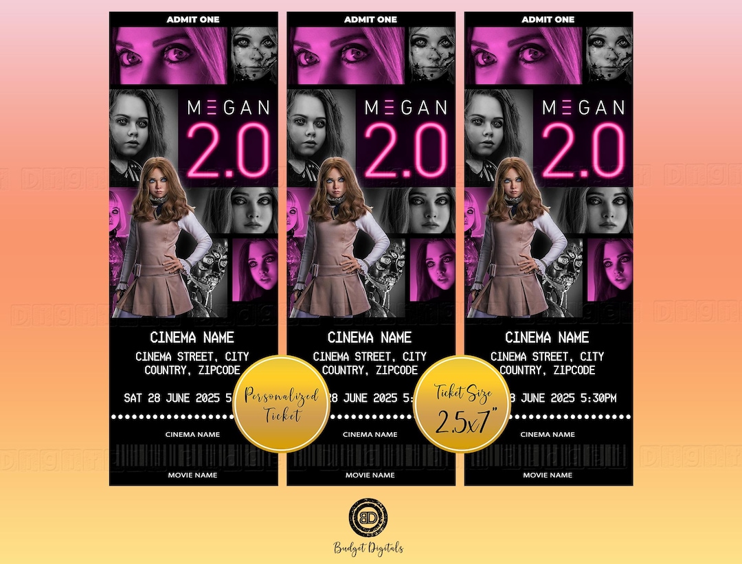 M3GAN 2.0 Movie Ticket, M3GAN 2.0 Digital Ticket, Megan 2 Printable ...