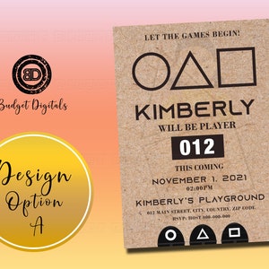 Squid Game Invitation Squid Game Birthday Invitation Squid | Etsy