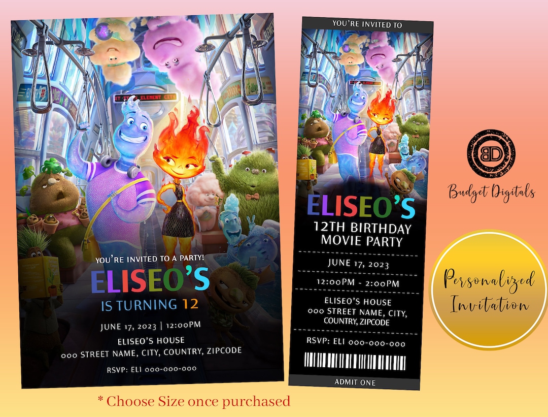 ELEMENTAL Birthday Invitation, ELEMENTAL Invite, Elemental Party ...