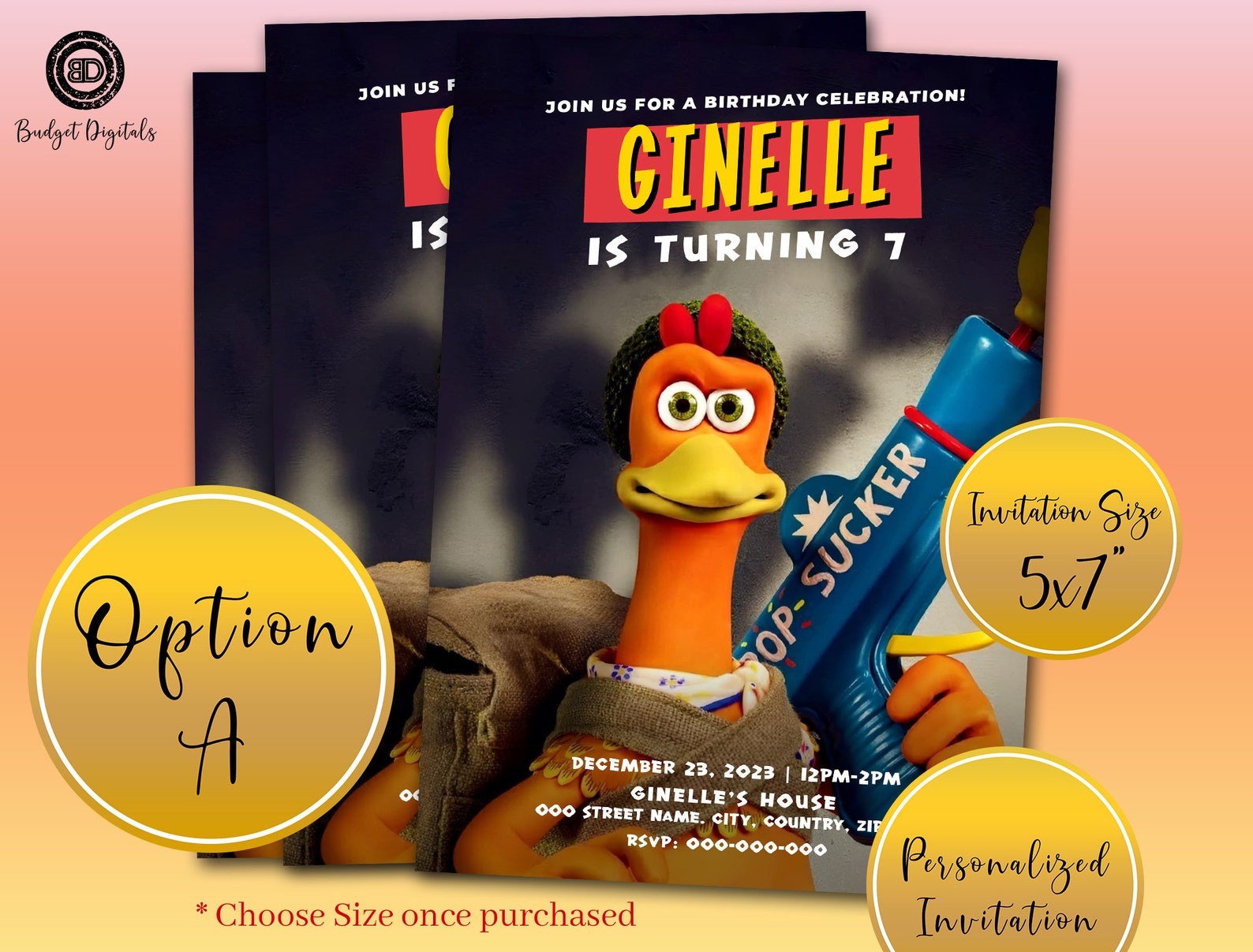 Chicken Run Dawn of the Nugget Birthday Invitation, Chicken Run Dawn of ...