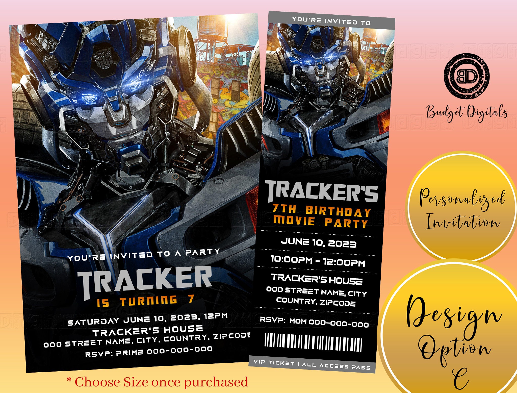 Transformers Rise of the Beasts Birthday Invitation, Transformers Rise ...