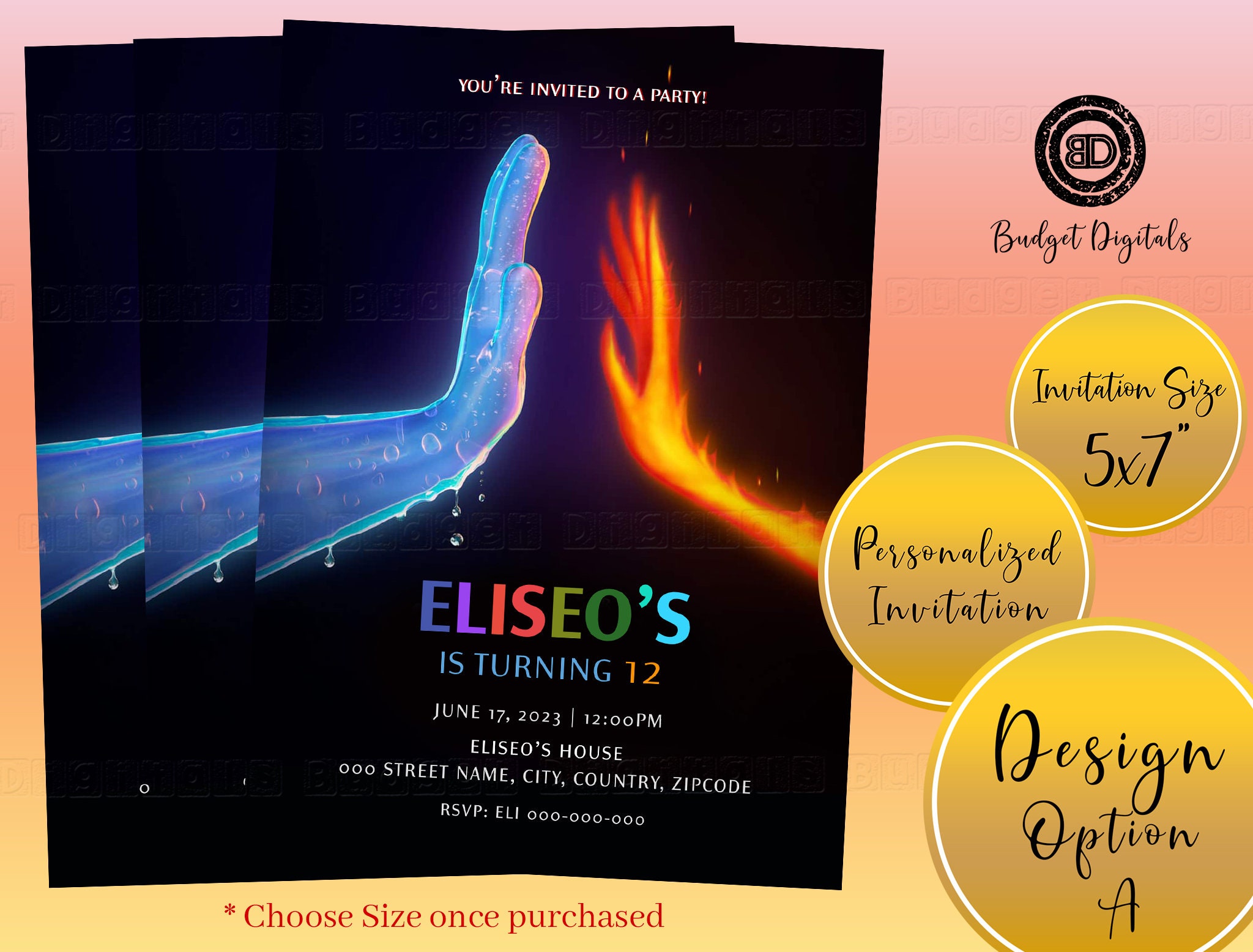 ELEMENTAL Birthday Invitation, ELEMENTAL Invite, Elemental Party ...