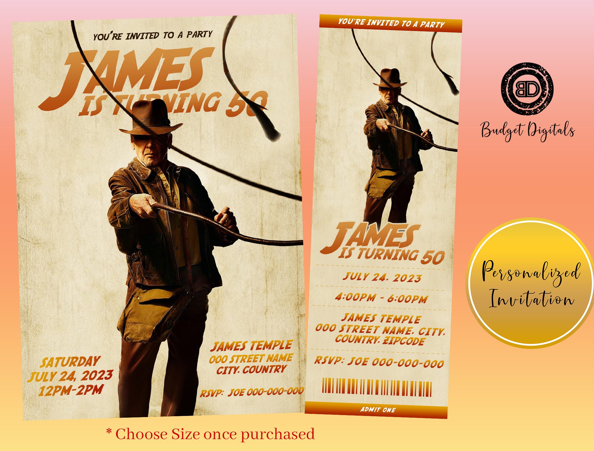 Indiana Jones and the Dial of Destiny Birthday Invitation, Indiana ...