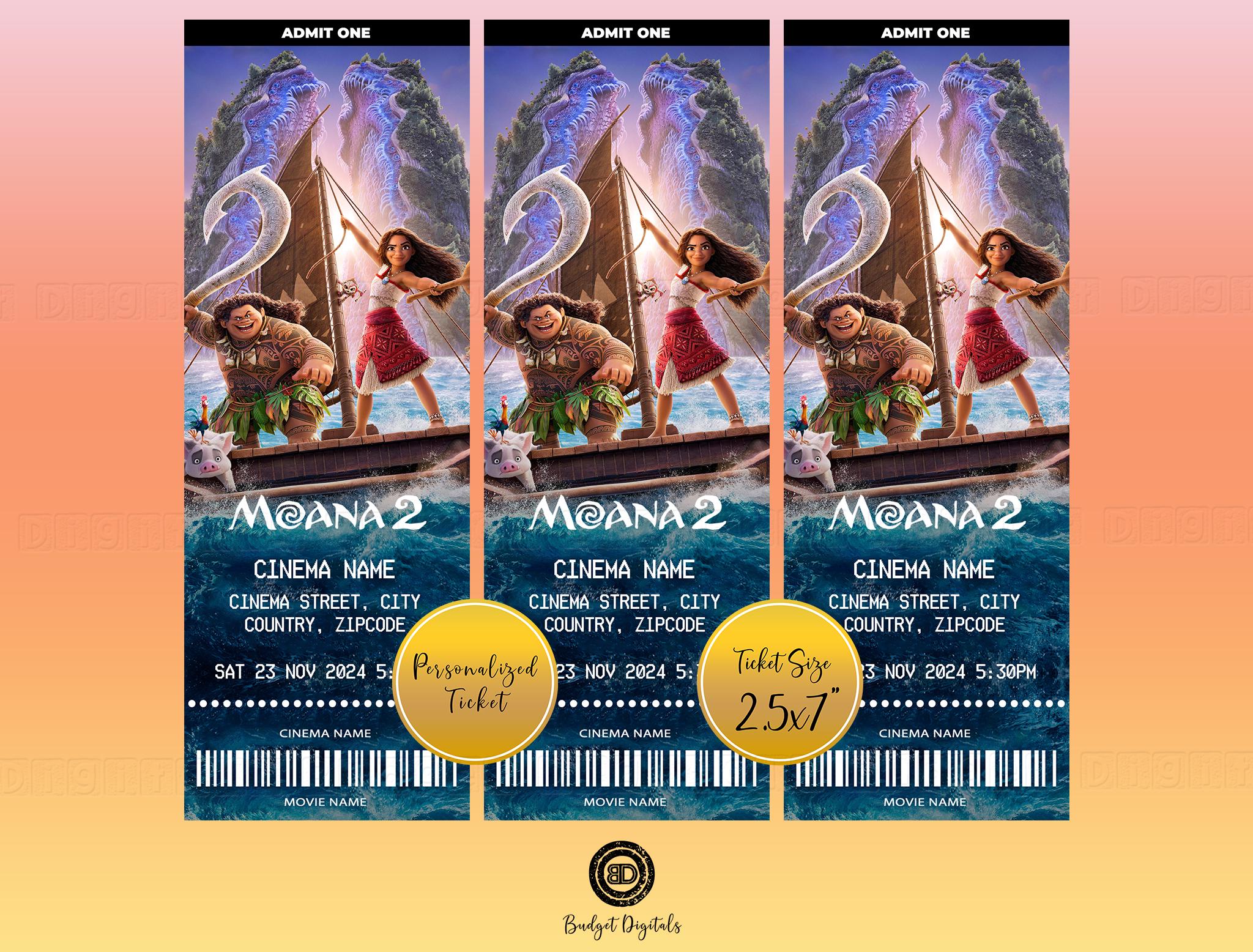 Moana 2 Movie Ticket, Moana 2 Digital Ticket, Moana 2 Printable Ticket ...