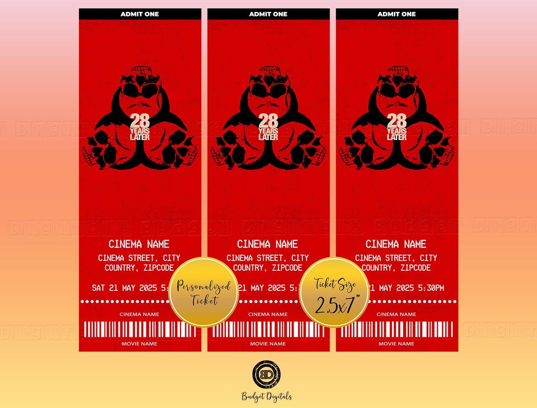 28 YEARS LATER Movie Ticket, 28 Years Later Year Digital Ticket, 28 ...
