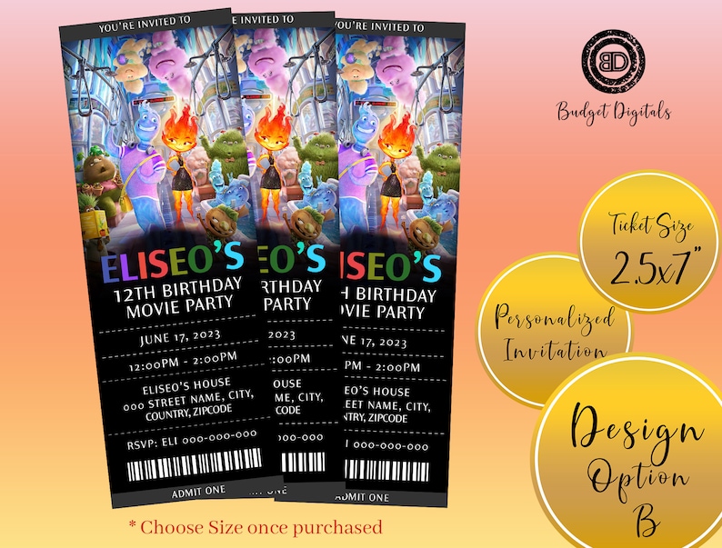 ELEMENTAL Birthday Invitation, ELEMENTAL Invite, Elemental Party ...
