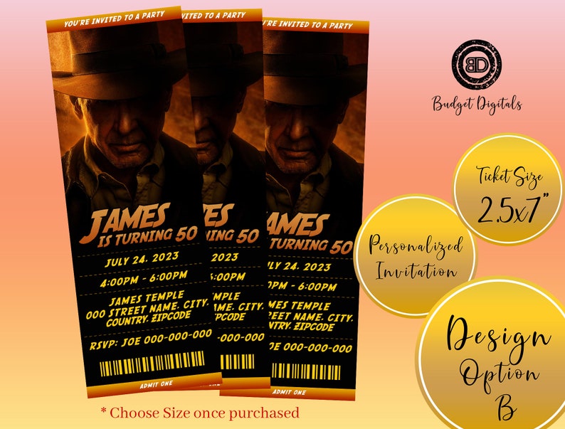 Indiana Jones and the Dial of Destiny Birthday Invitation, Indiana ...