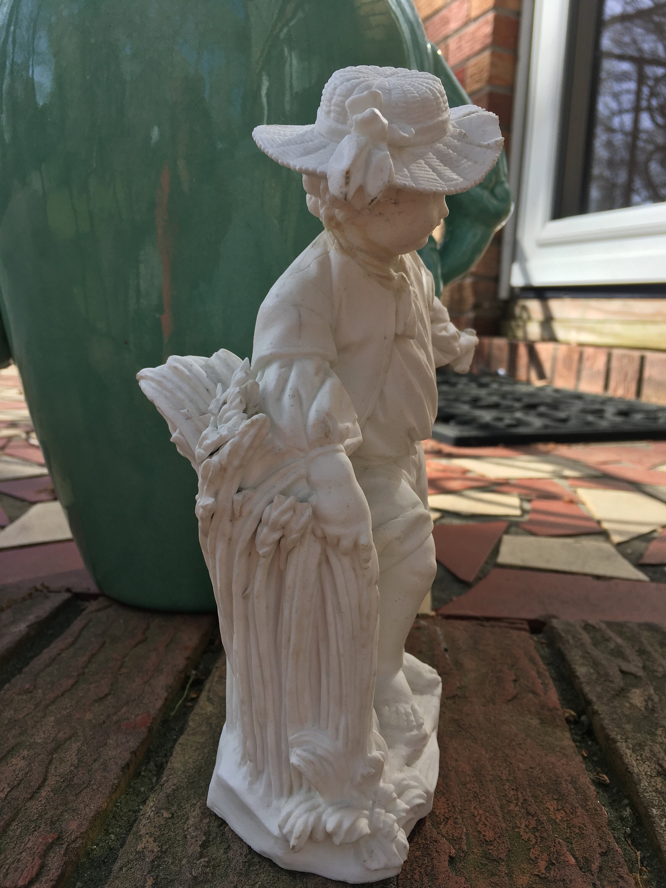 Vintage Plaster Boy in the Wheat Field Statue - Etsy