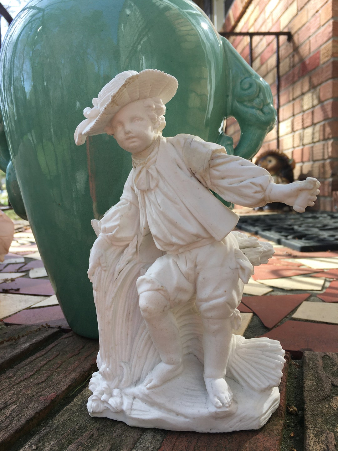 Vintage Plaster Boy in the Wheat Field Statue - Etsy