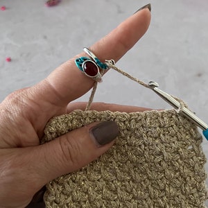 Peacock Yarn Tension Ring for Knitting or Crochet Adjustable Yarn Guide ...