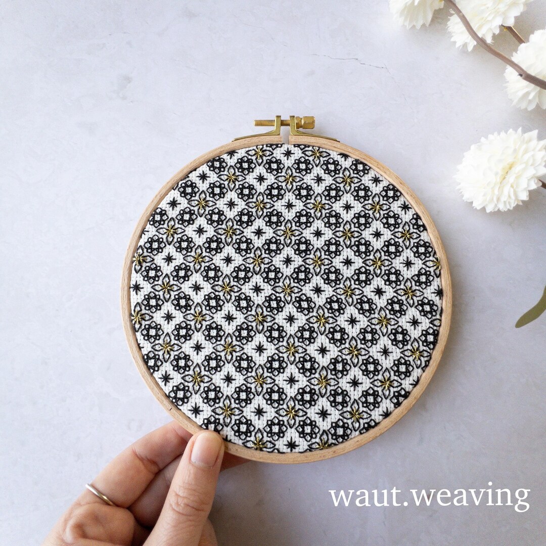 Blackwork Embroidery Pattern – Flower & Stars, Beginner Stitch Design ...