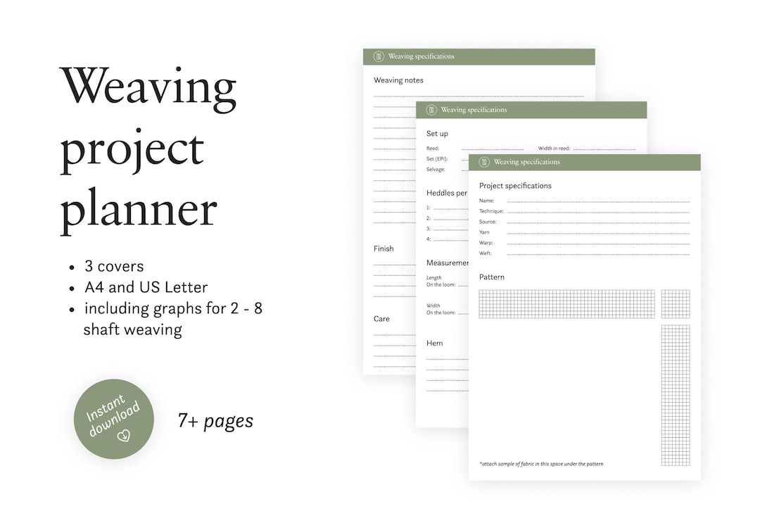 Weaving Project Planner With Weaving Grid | Graph Paper Bundle ...