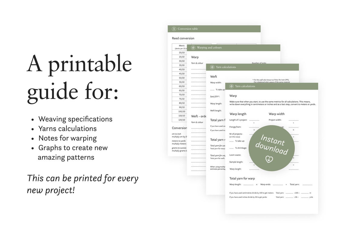 Weaving Project Planner With Weaving Grid | Graph Paper Bundle ...