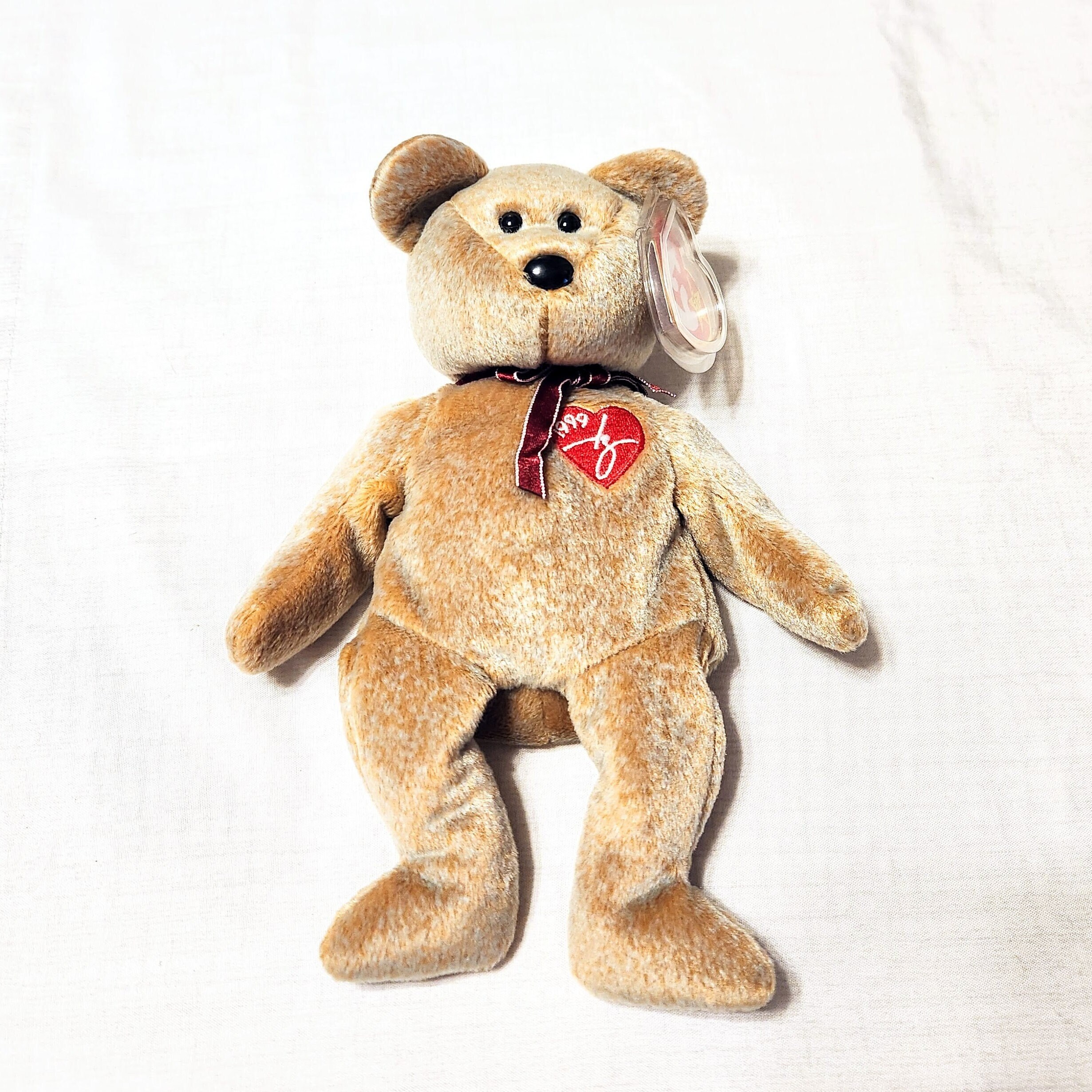 Ty Beanie Baby 1999 Signature Bear with Original Tag and Tag Protector Vintage Stuffed Bear Toy