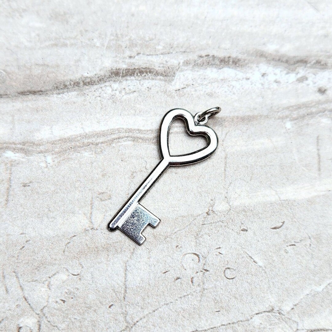 Vintage Heart Key Pendant, Key Charm, Silver Key Pendant, Necklace ...
