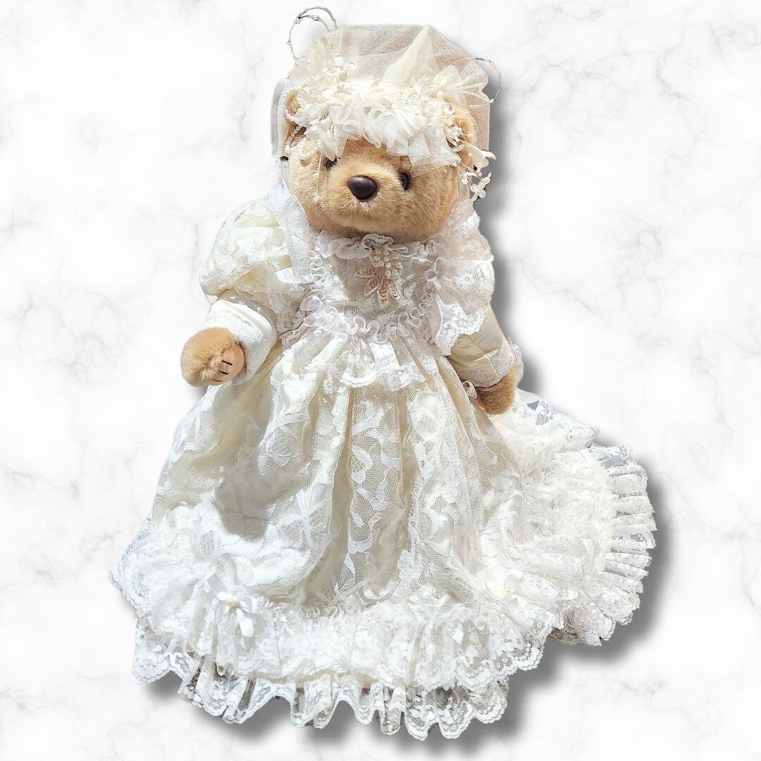 Vintage bearly People Bridal Teddy Bear 1993 Stuffed Bear Wedding Dress ...