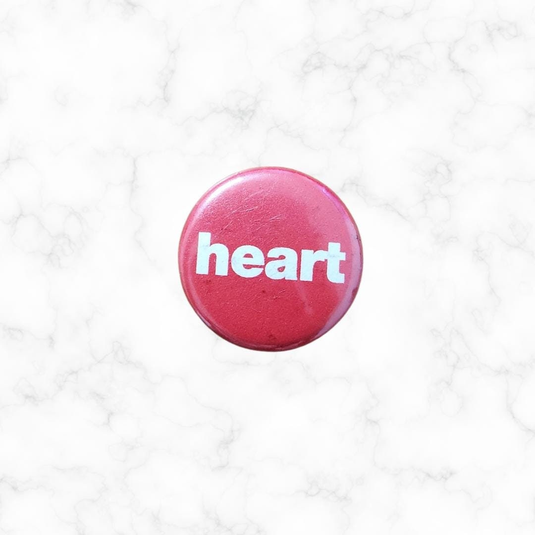 Vintage "heart" Pin-back Button - Red and White - Etsy