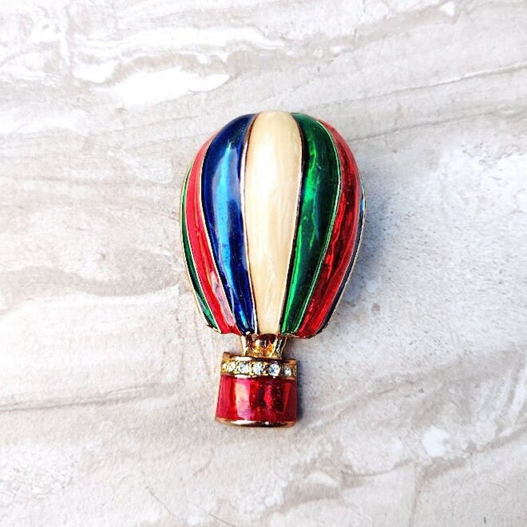 Vintage Articulated Hot Air Balloon Rhinestone Brooch, Vintage Pin ...