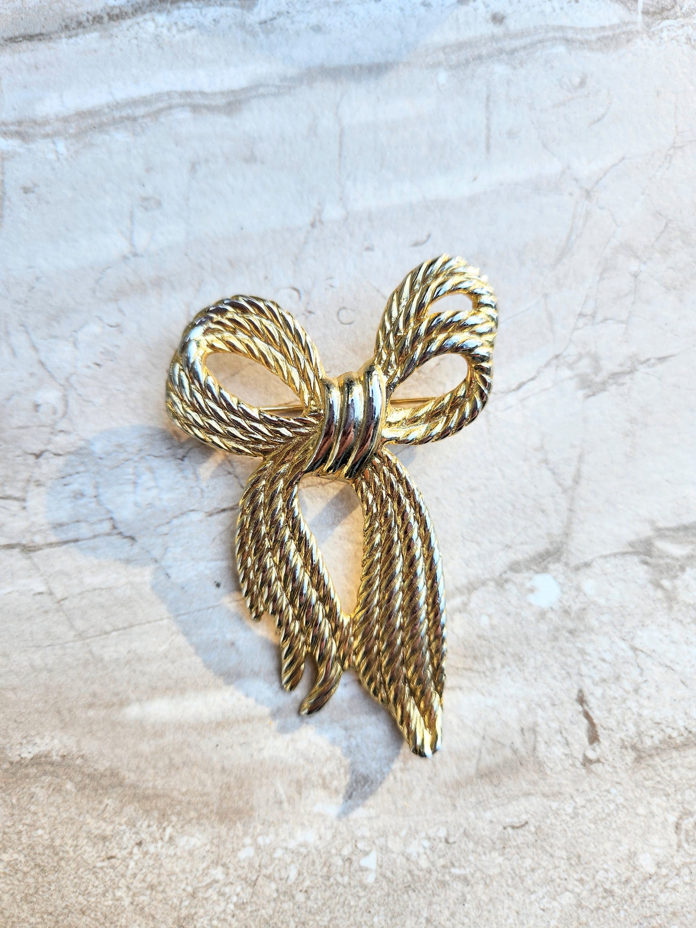 Broche vintage en ruban de ficelle en fausse corde, épingle à ruban ...