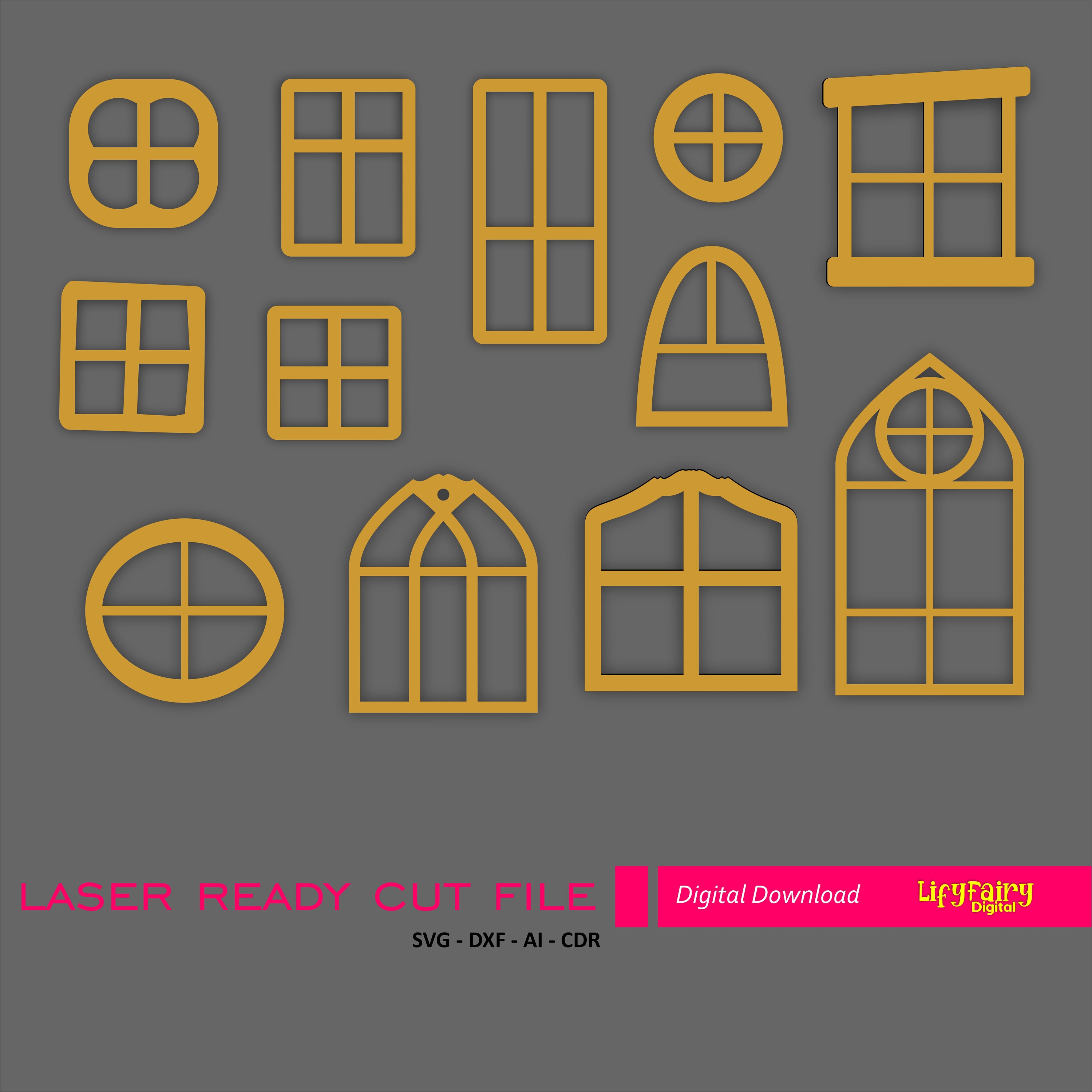 Windows Cut Outs -fairy House Windows in 12 Different Styles - Laser ...