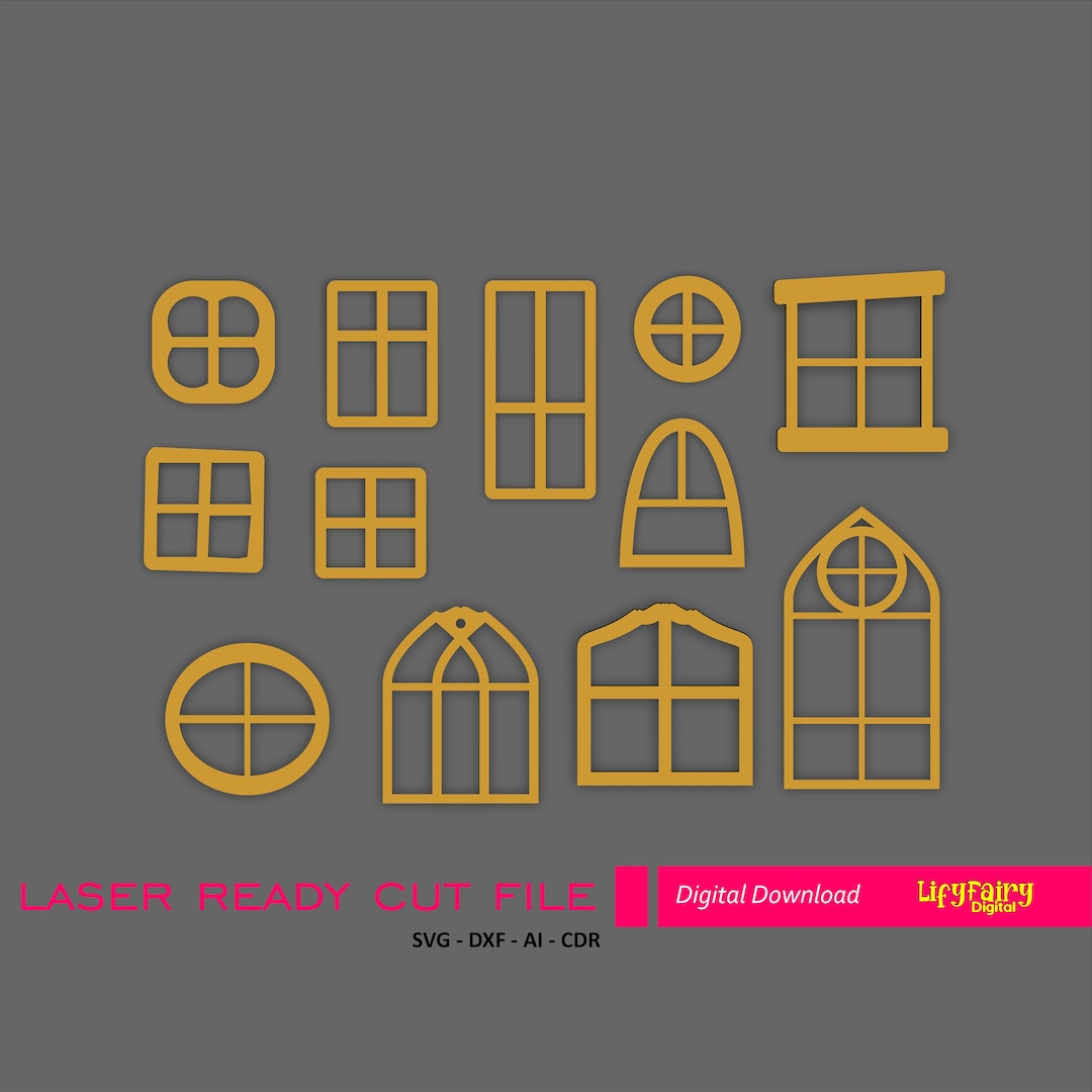 Windows Cut Outs -fairy House Windows in 12 Different Styles - Laser ...