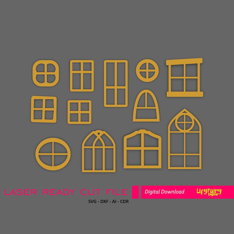 Windows Cut Outs -fairy House Windows in 12 Different Styles - Laser ...