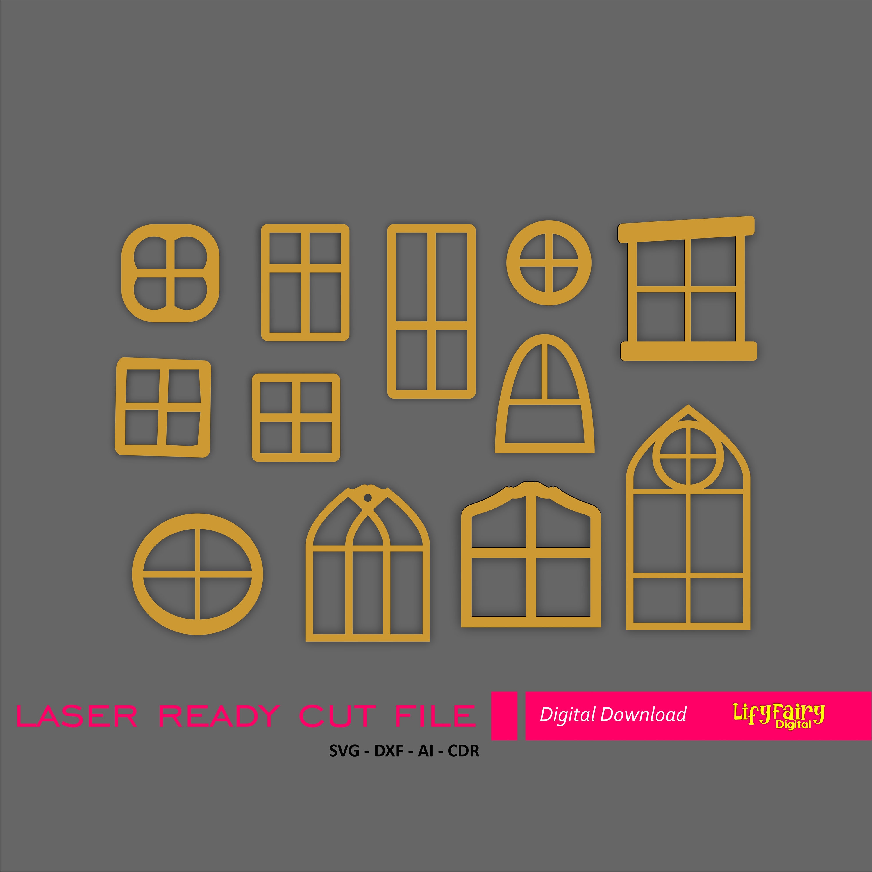 Windows Cut Outs -fairy House Windows in 12 Different Styles - Laser ...