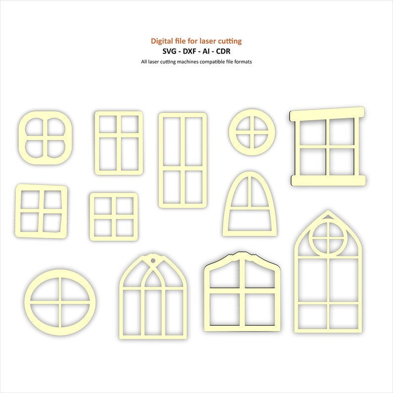 Windows Cut Outs -fairy House Windows in 12 Different Styles - Laser ...