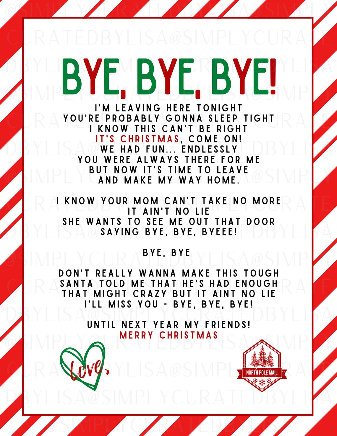 Bye, Bye, Bye | Goodbye Letter | Elf Goodbye Letter | Elf Farewell ...