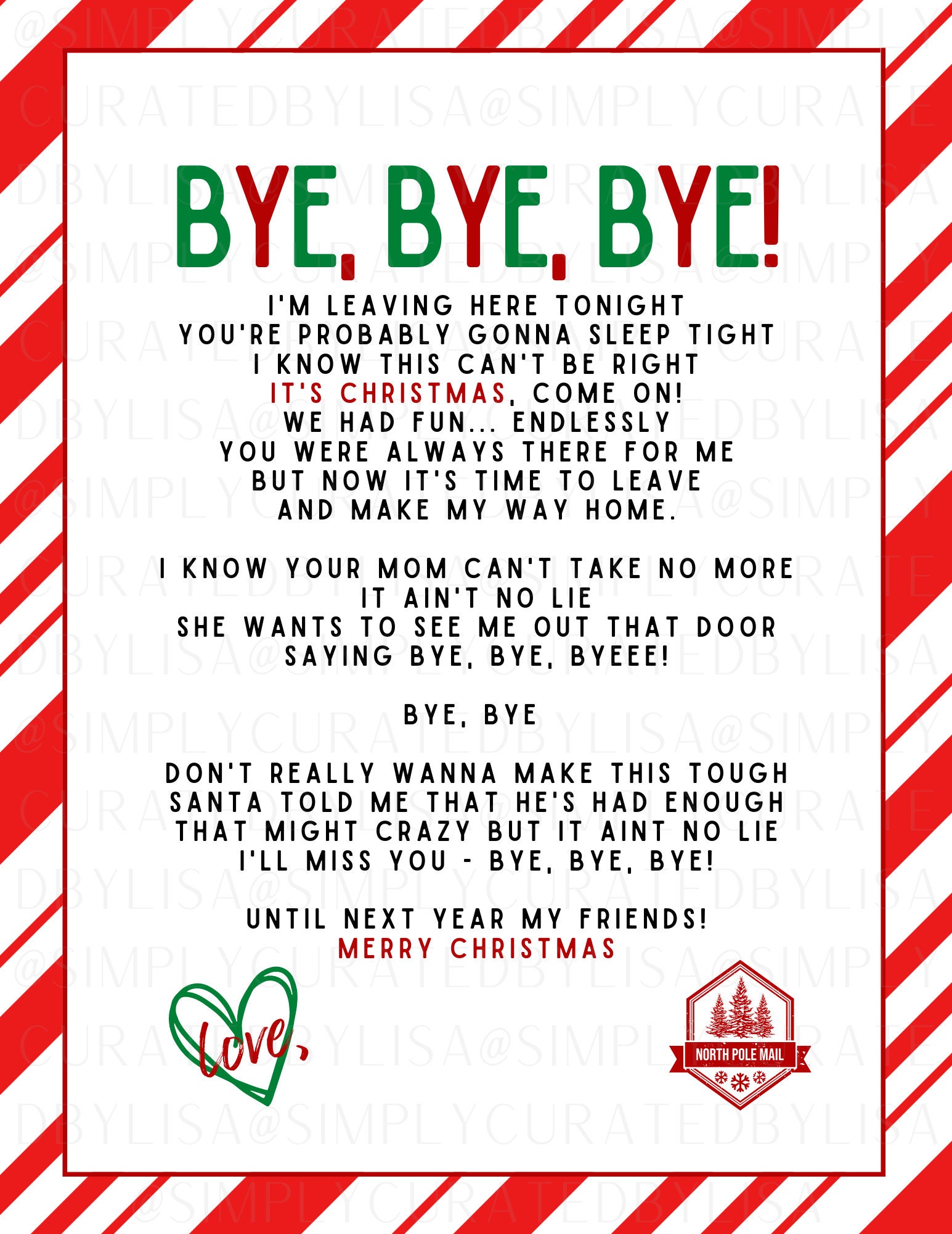 Bye, Bye, Bye | Goodbye Letter | Elf Goodbye Letter | Elf Farewell ...