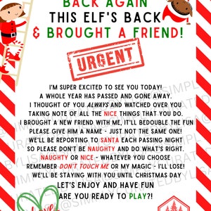 Elf Welcome Back Letter | First New Elf | Christmas | Printable Instant ...