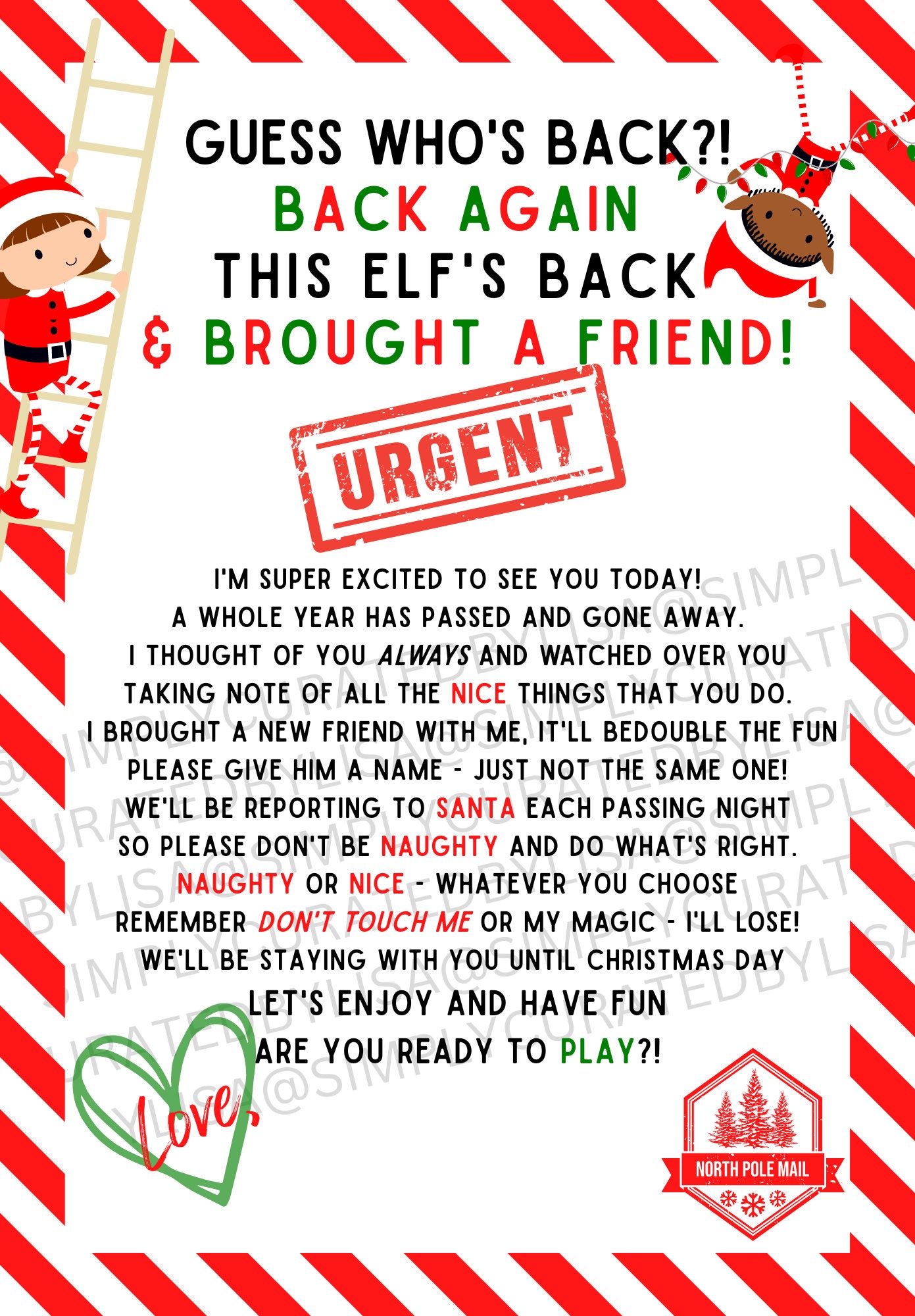 Elf Welcome Back Letter | First New Elf | Christmas | Printable Instant ...