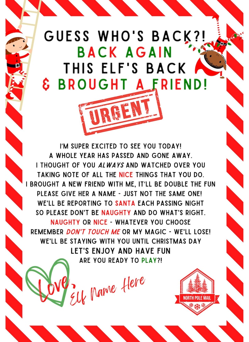 NEW! Editable ELF Name | New Girl/boy Elf File Included| Elf Welcome ...