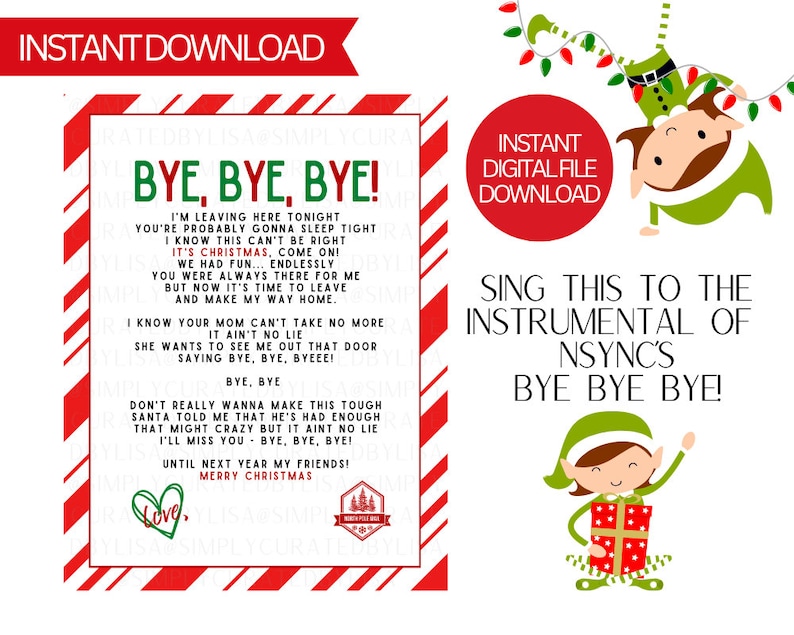Bye, Bye, Bye | Goodbye Letter | Elf Goodbye Letter | Elf Farewell ...