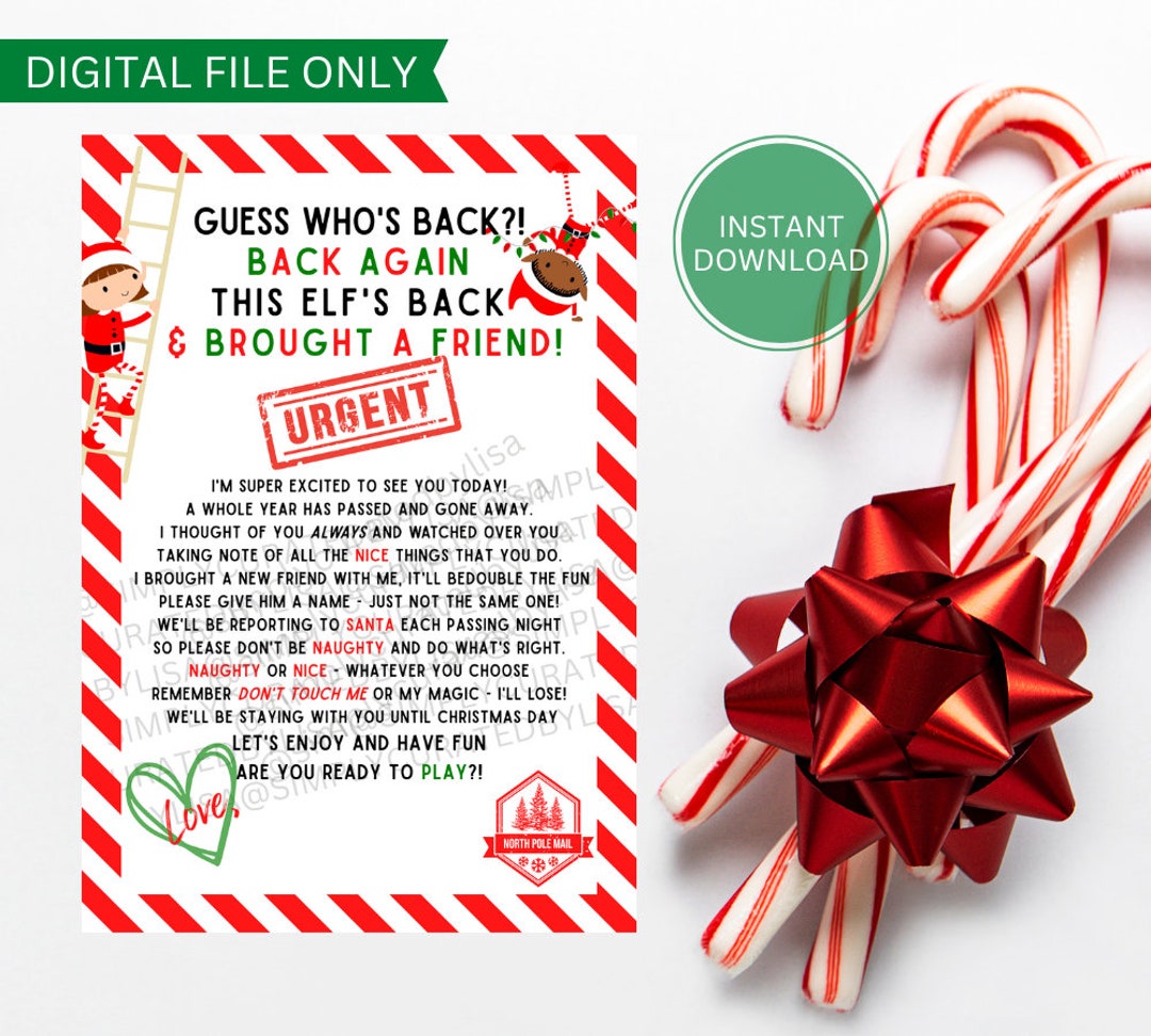 Elf Welcome Back Letter | First New Elf | Christmas | Printable Instant ...