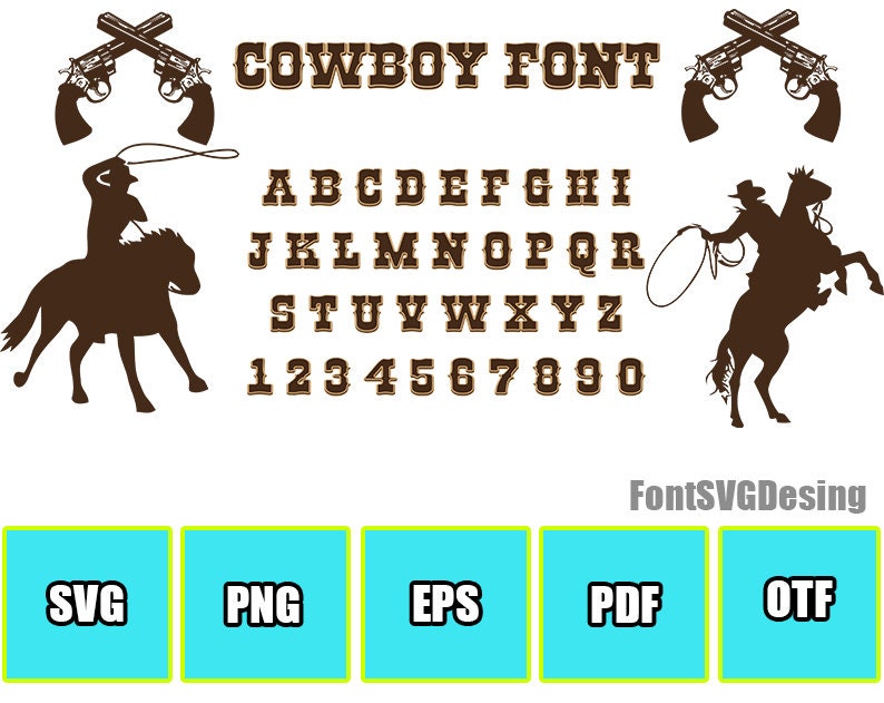 Cowboy Font Cowboy Alphabet Cowboy SVG Cowboy Letters | Etsy