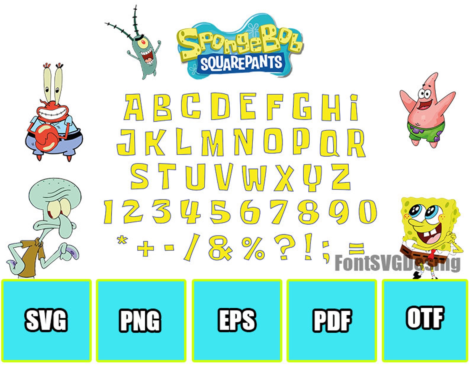 Sponge Bob Font Sponge Bob Alphabet Sponge Bob Letters | Etsy