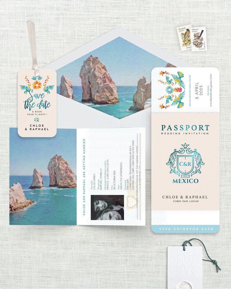 Cabo Wedding Invitation Passport Wedding Invitation Mexico - Etsy